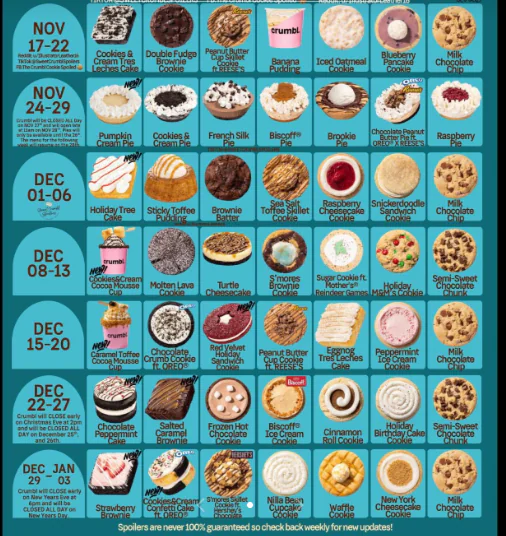 Crumbl Spoilers December 2025 – Full Cookie Lineup, Christmas Week ...